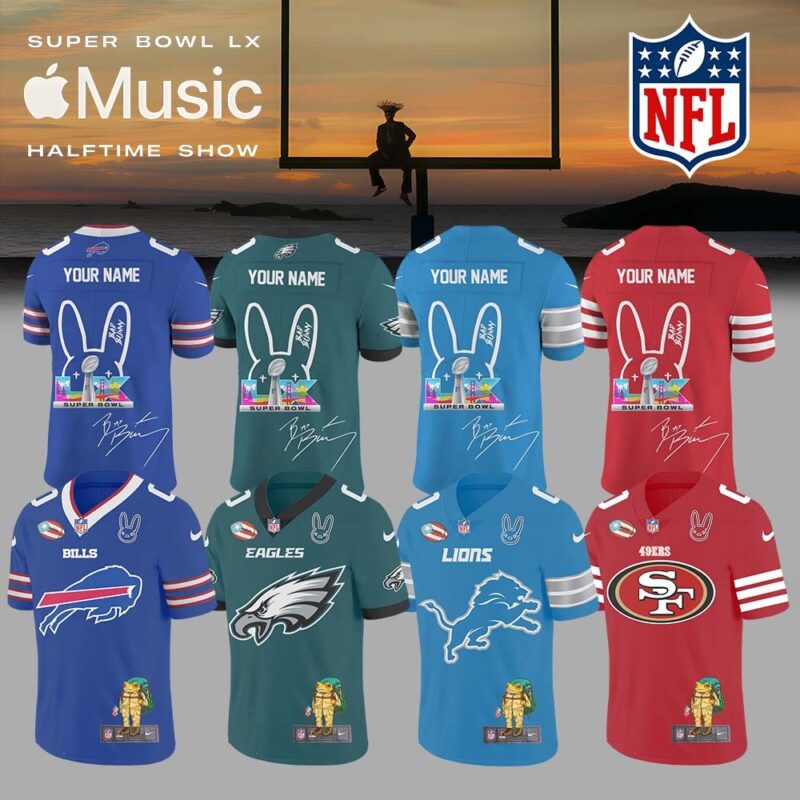 NFL x Bad Bunny Super Bowl Jersey All Team Limited Edition (Custom Name ...